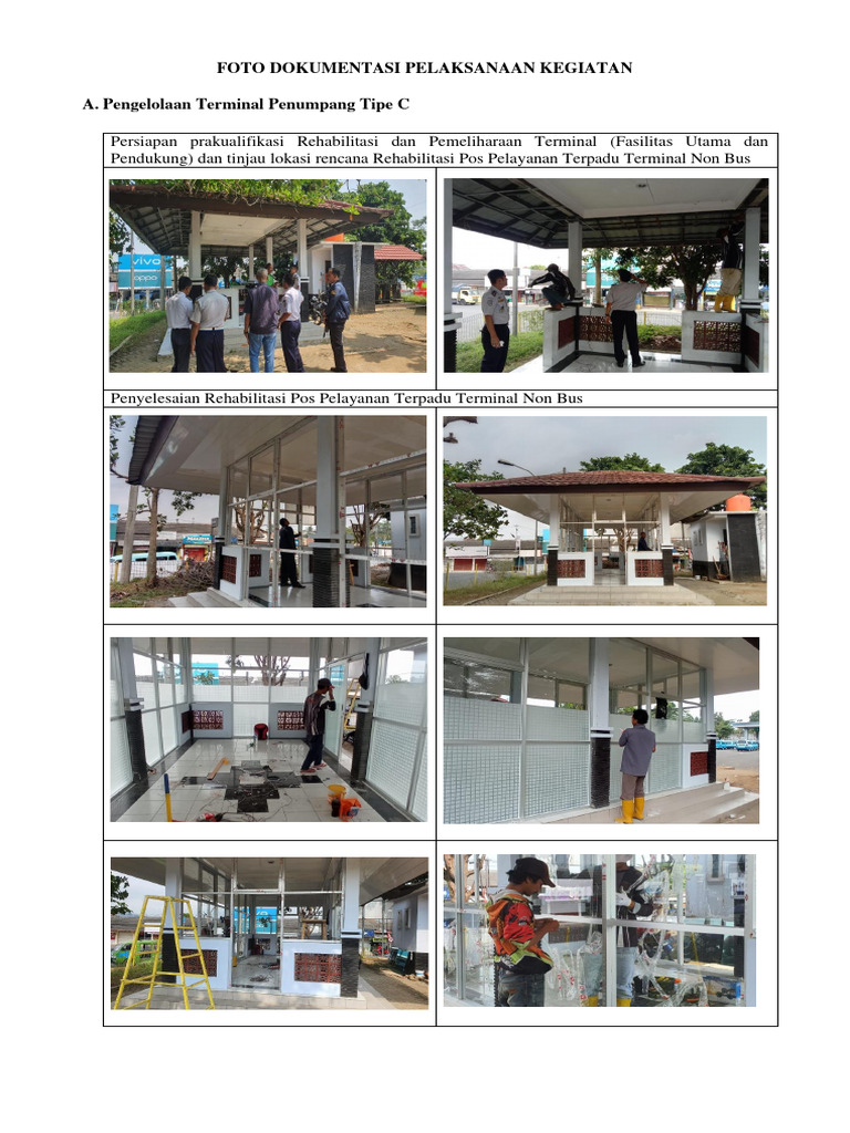Foto Dokumentasi Pelaksanaan Kegiatan Rehab Terminal | PDF