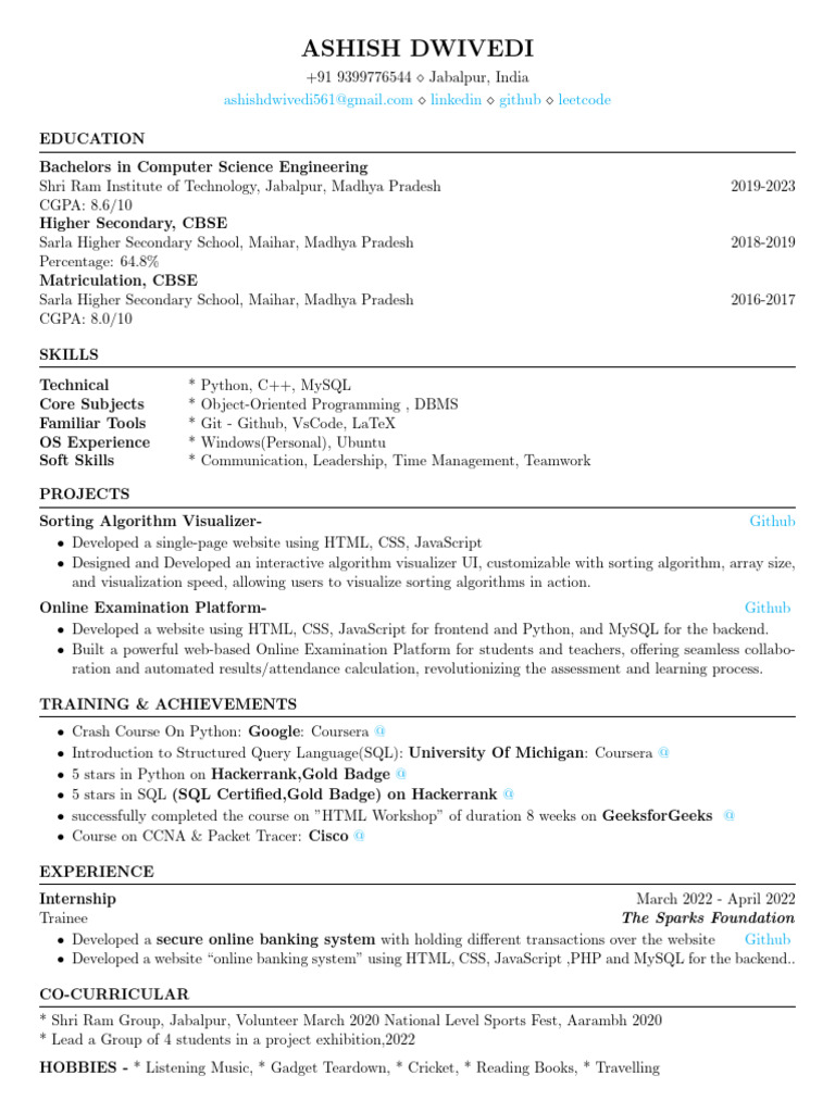 Ashish Resume 3 | PDF | Sql | My Sql