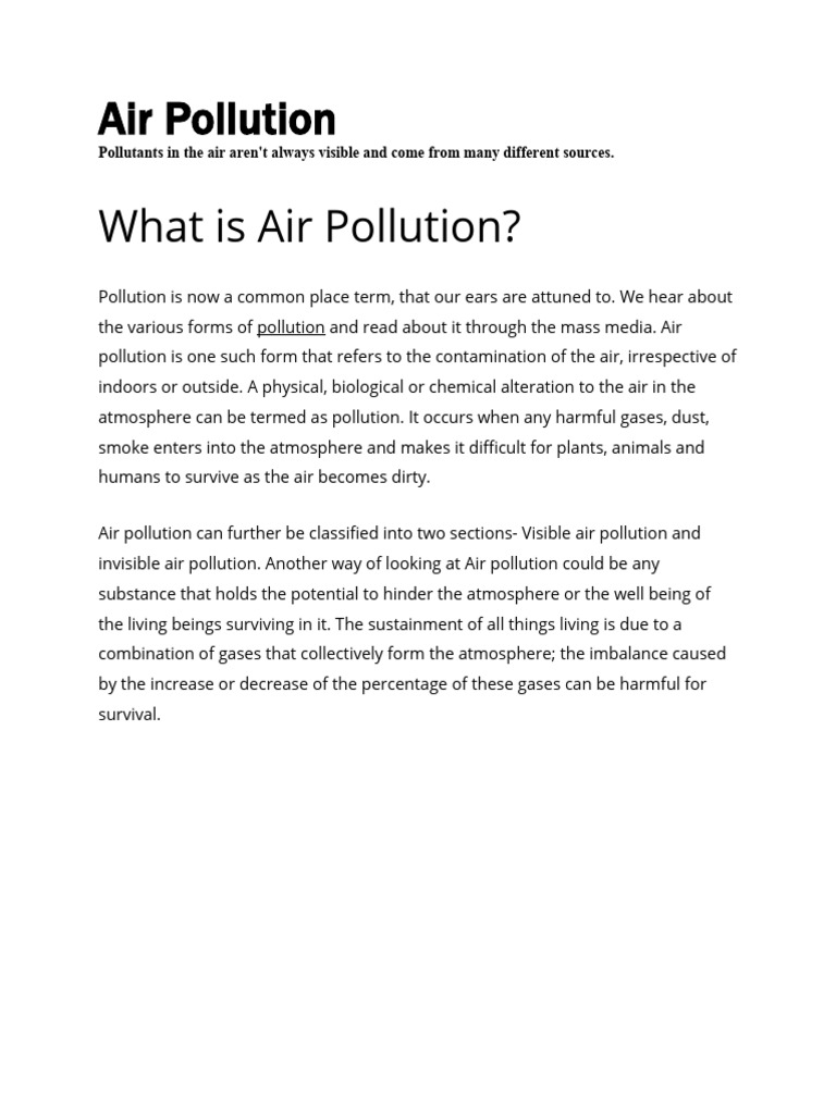 Air Pollution | Download Free PDF | Atmosphere Of Earth | Air Pollution