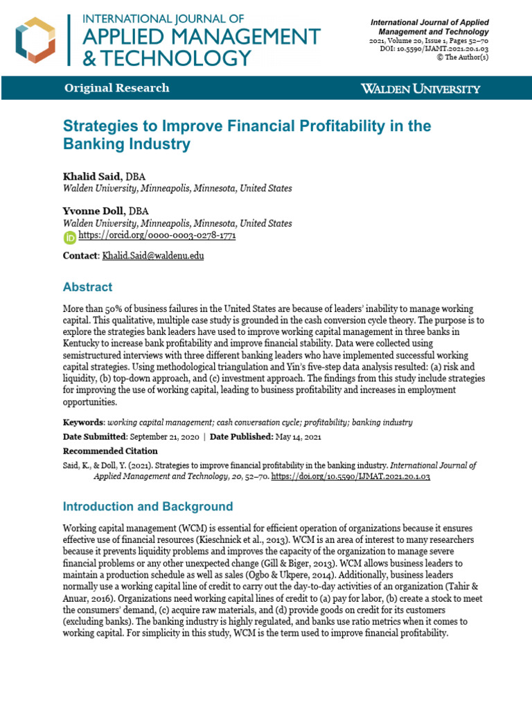 Strategies To Improve Financial Profitability in The Banking Industry ...