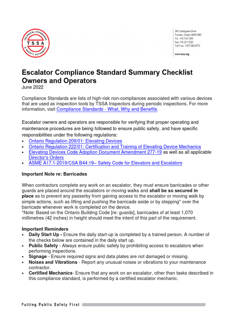 ED Compliance Standards Summary For Owners and Operators Checklist ...