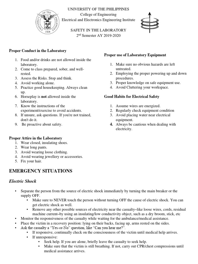 SafetyintheLaboratory Handout v2 | PDF | Laboratories | Cardiopulmonary ...