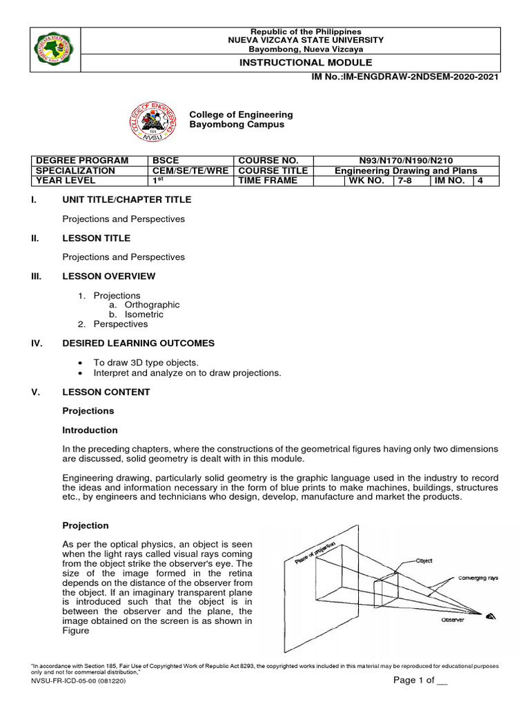 Module 4 - Orthographic Projections and Perspective | PDF | Horizon ...