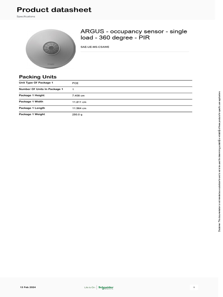 ARGUS 360° PIR Occupancy Sensor | PDF