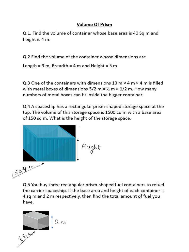 Prism Volume Problems | PDF
