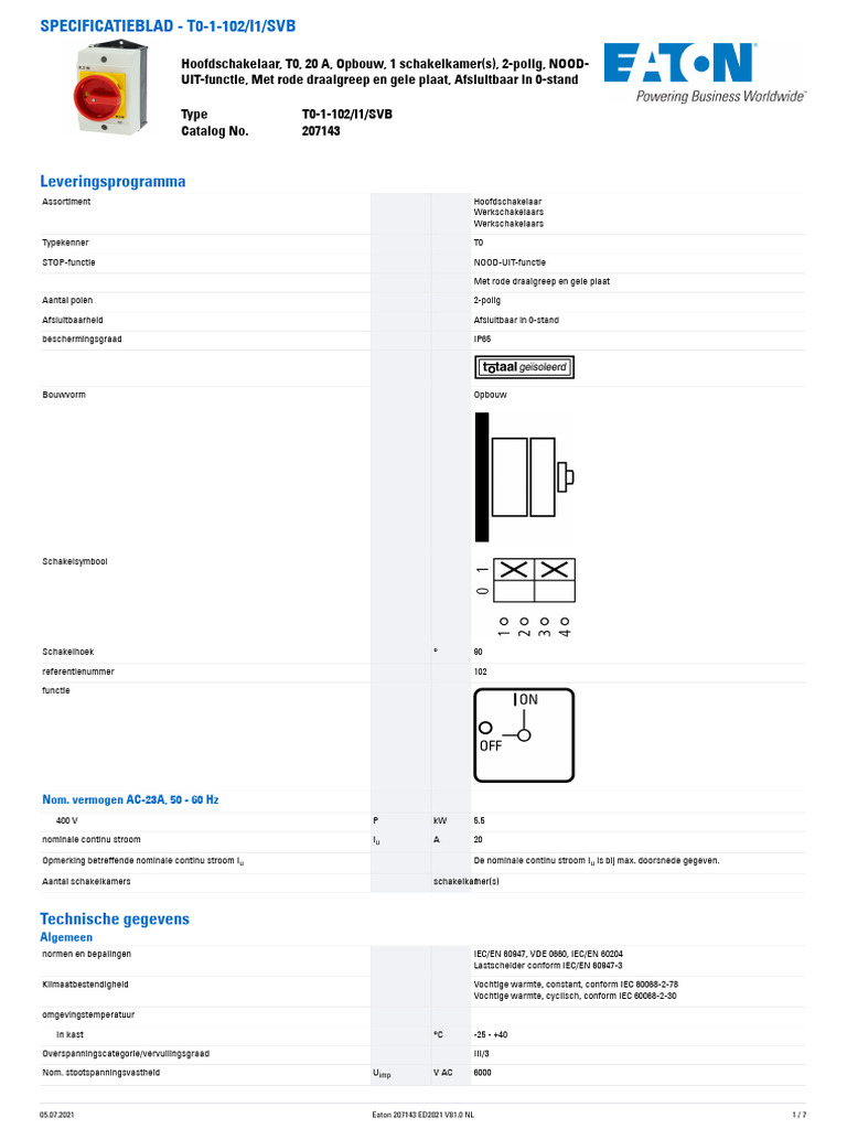 Eaton 207143 T0 1 102 I1 SVB NL - NL | PDF