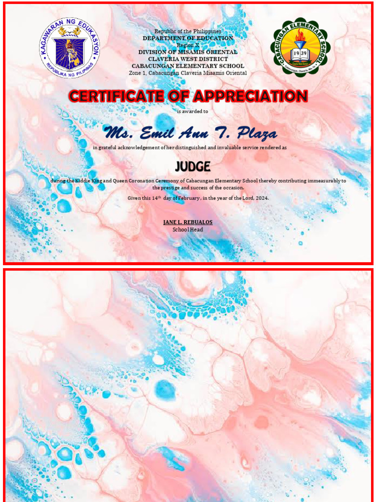 Certificate Sa Judge Kiddie King 1 | PDF