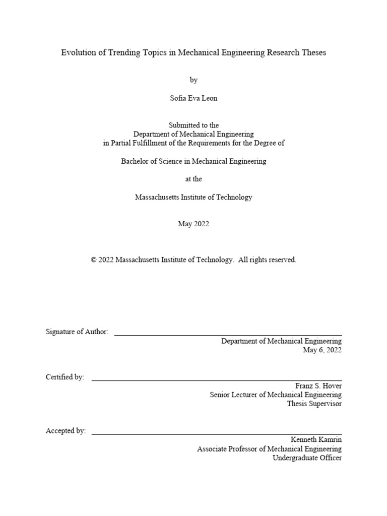 Leon Sleon SB Meche 2022 Thesis | PDF | 3 D Printing | Thesis
