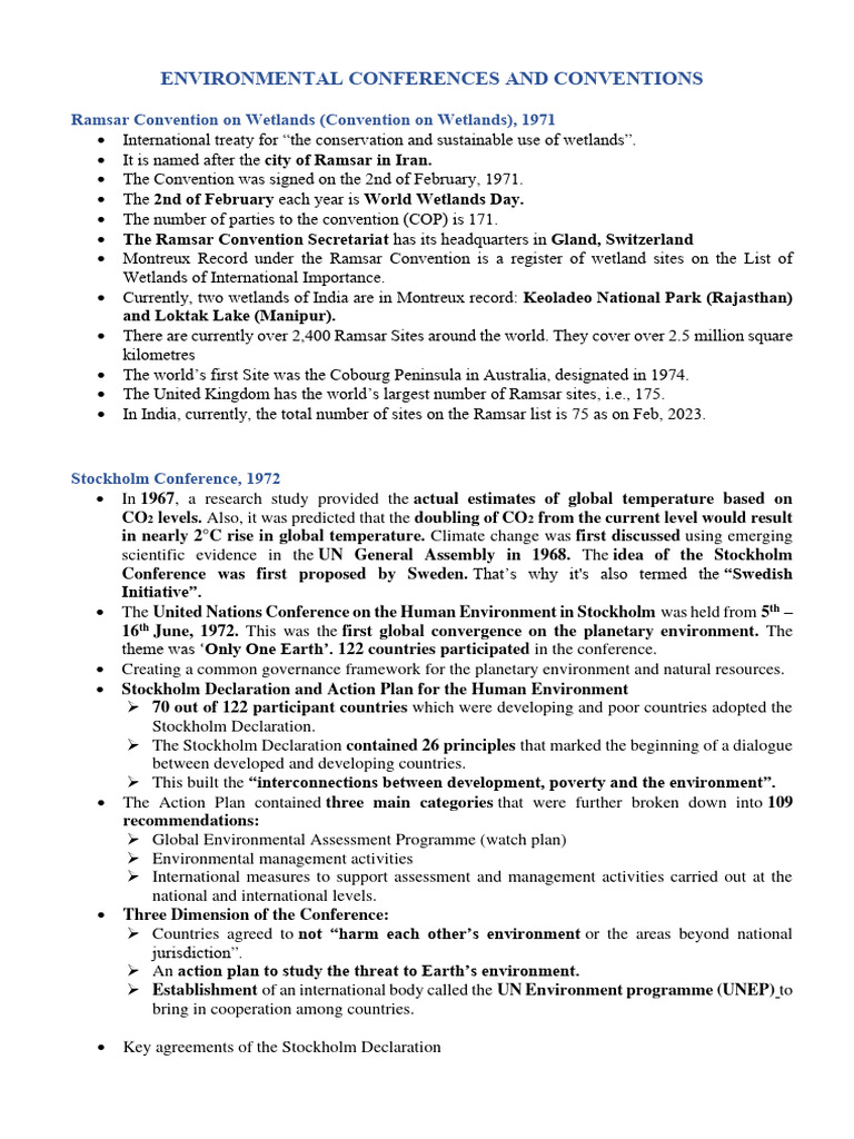 Conventions and Protocols | PDF | United Nations Framework Convention ...