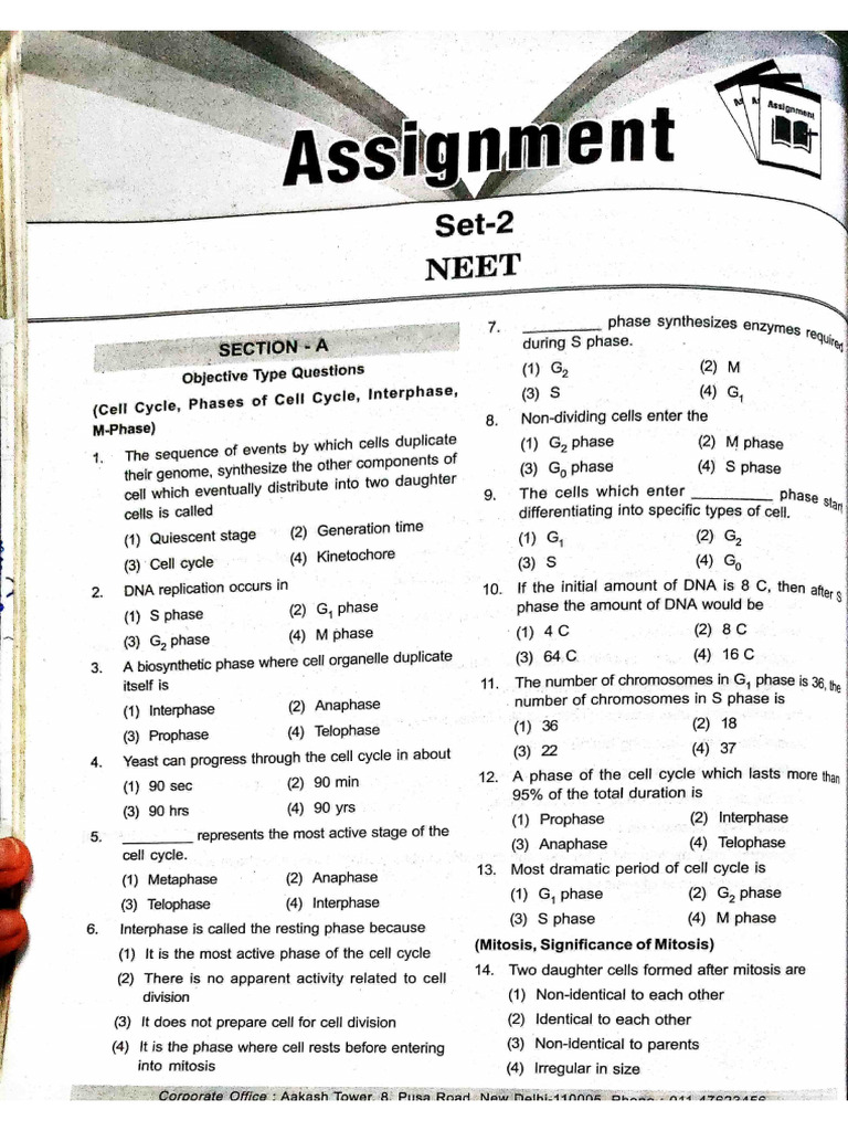 CELL CYCLE Aakash Module Questions | PDF