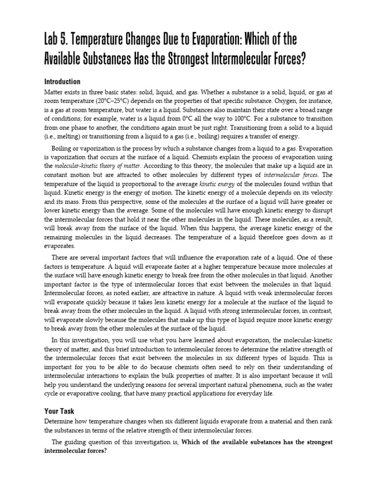 Intermolecular Forces and Evaporation Rates | PDF | Liquids | Evaporation