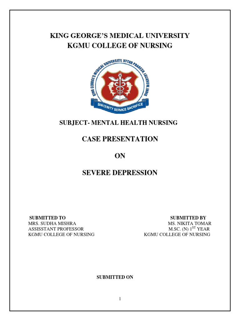 Case Presentation On Depression | Download Free PDF | Major Depressive ...