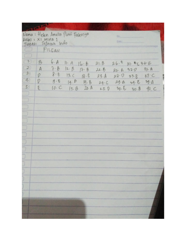 Xi Mipa 1 - 09 - Helen Amelia Putri Falensya (TGS Sejarah, Pilgan) | PDF