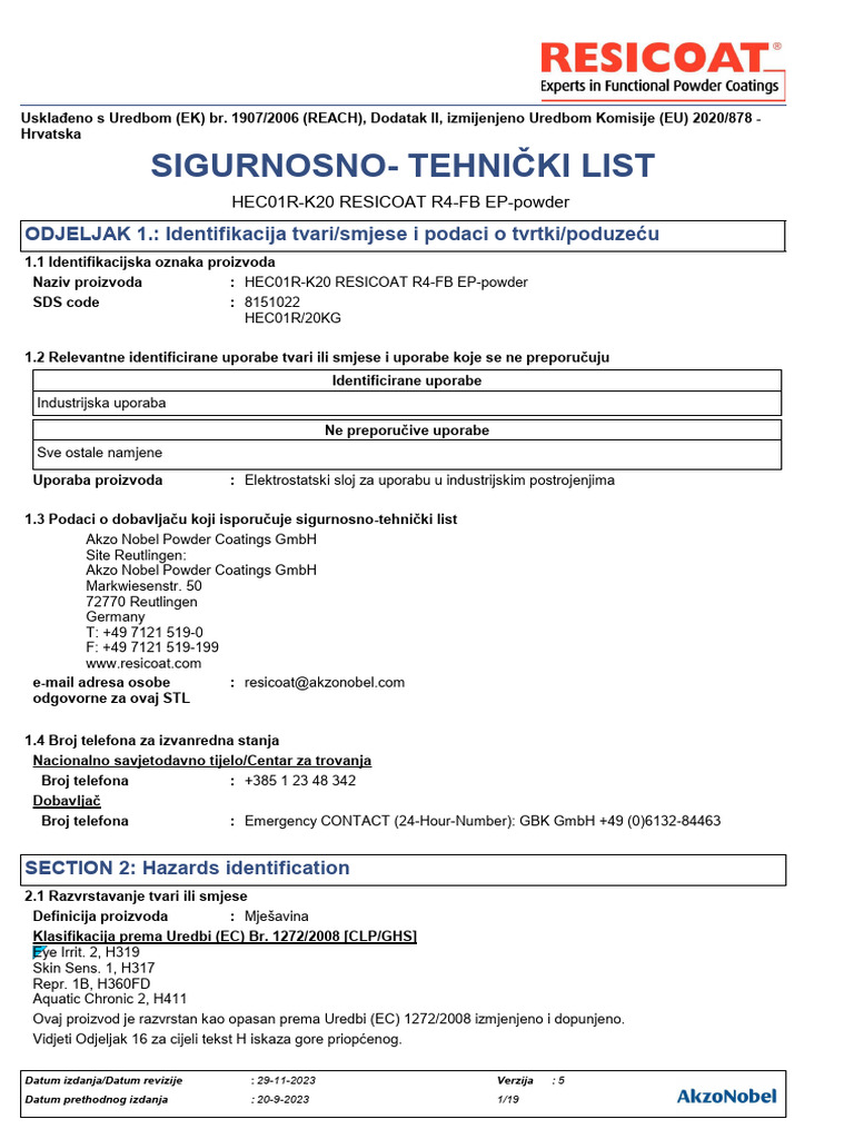 MSDS Hec01r - 8151022 - HR - HR | PDF