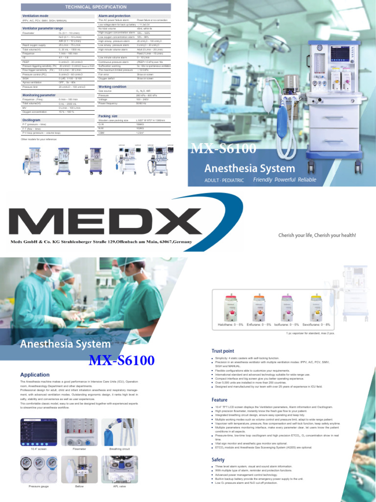Medx Anesthesia S6100 | PDF | Clinical Medicine | Medical Specialties