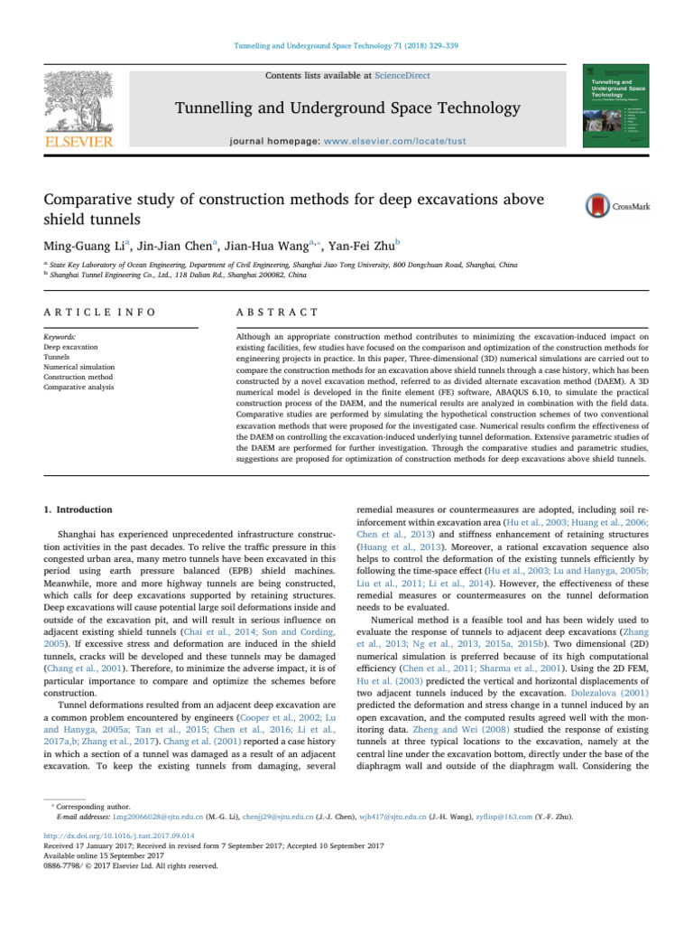 Deep Excavation Methods Above Tunnels | PDF | Tunnel | Young's Modulus