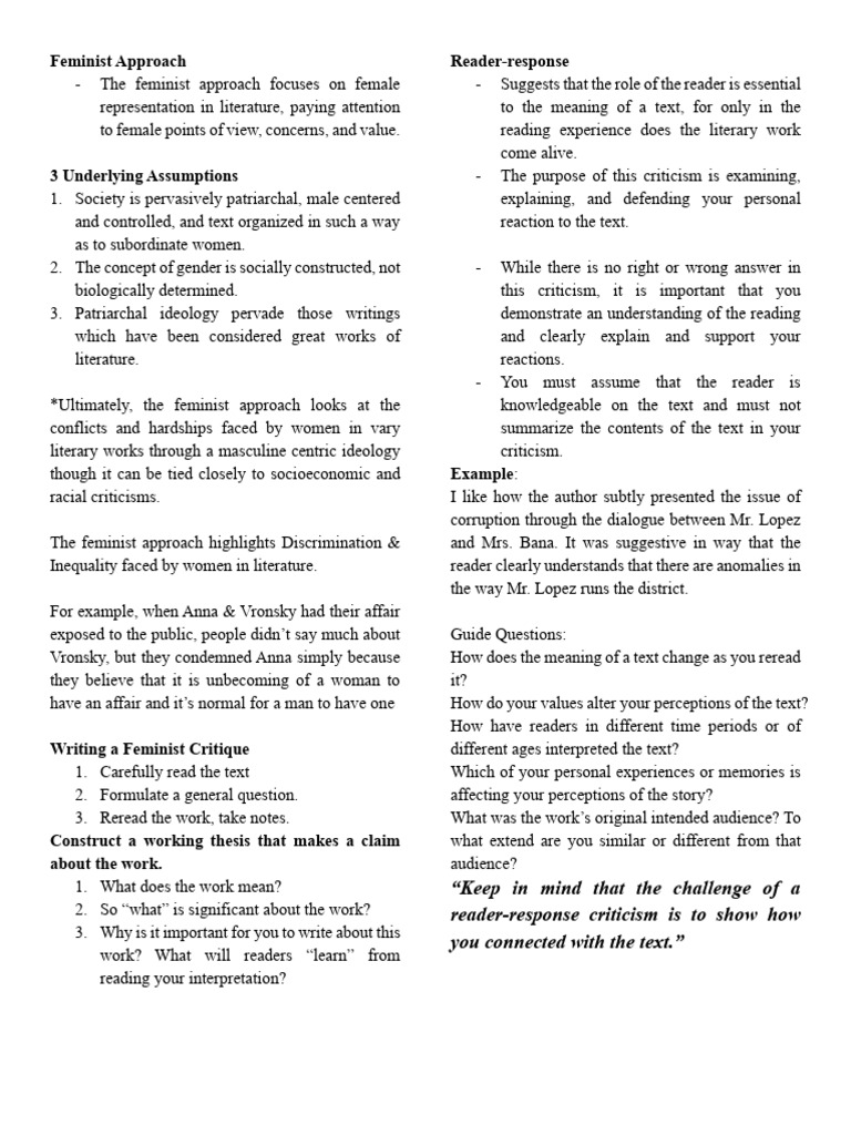 Feminist Literary Critique Overview | PDF | Feminism | Gender Studies