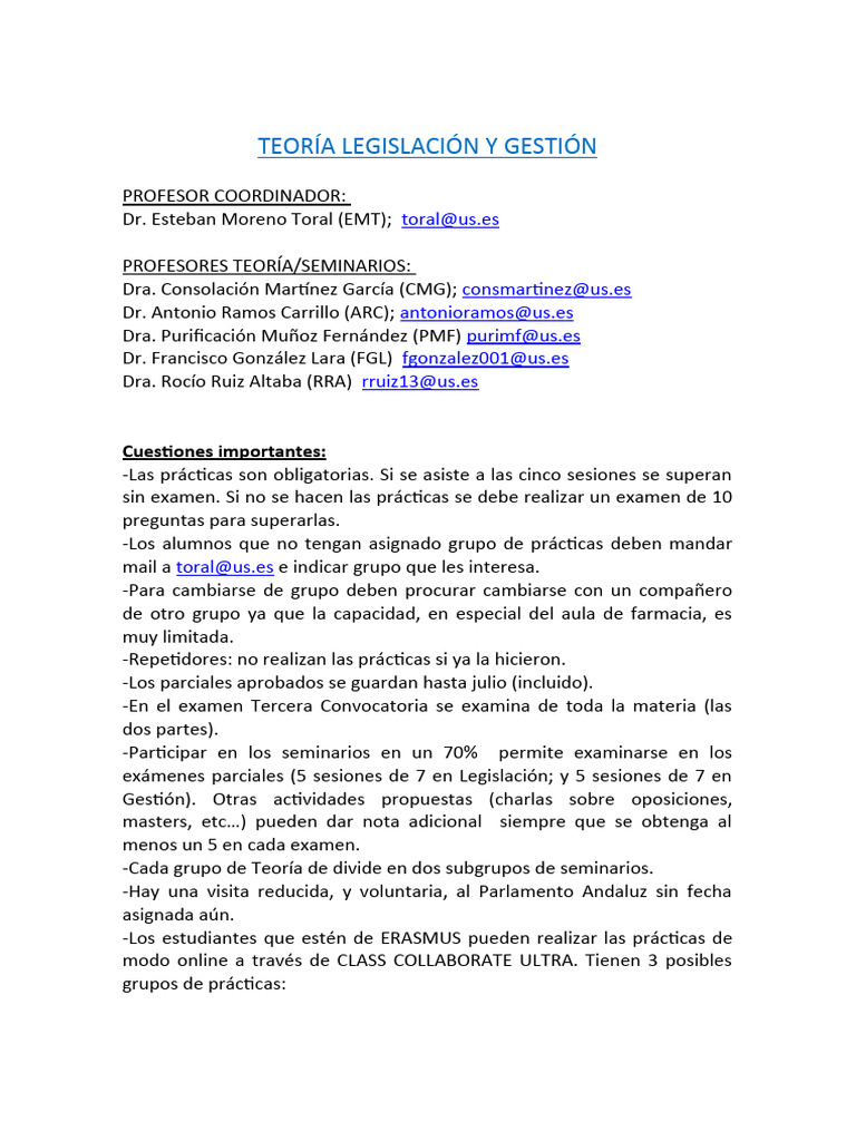 Organización Clases 23-24 Cuarto Curso | PDF