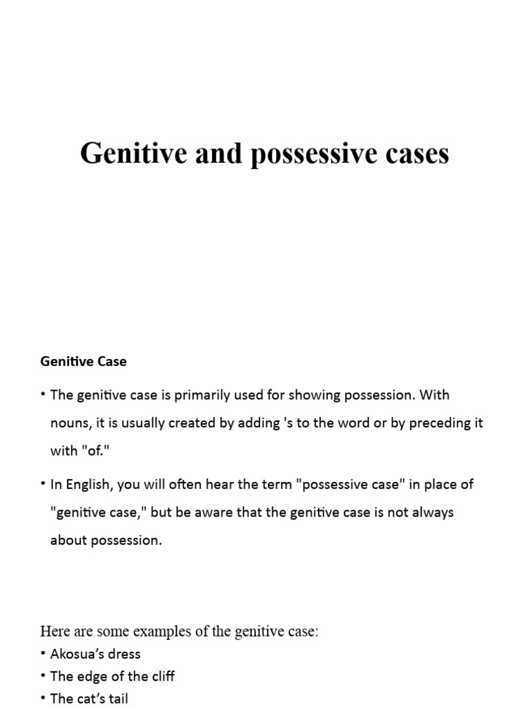 Genitive and Possessive Cases | PDF | Cognitive Science | Languages