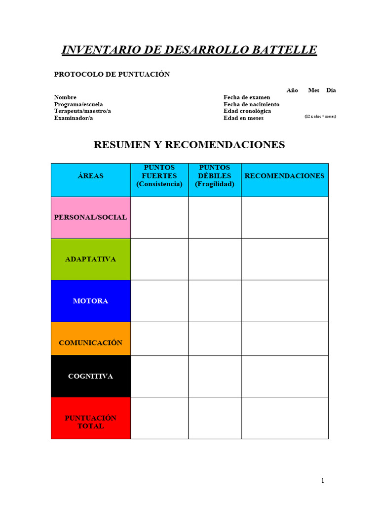 Inventario de Desarrollo Battelle | PDF | Adverbio | Lingüística