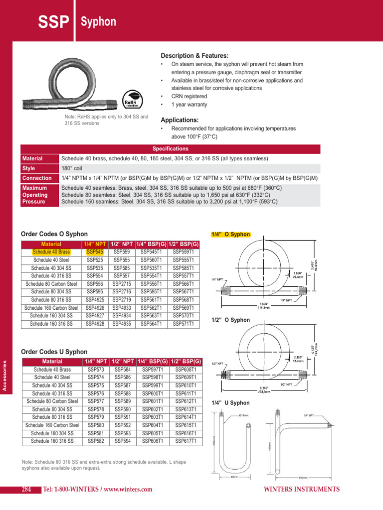 SSP Siphon | Download Free PDF | Stainless Steel | Building Materials