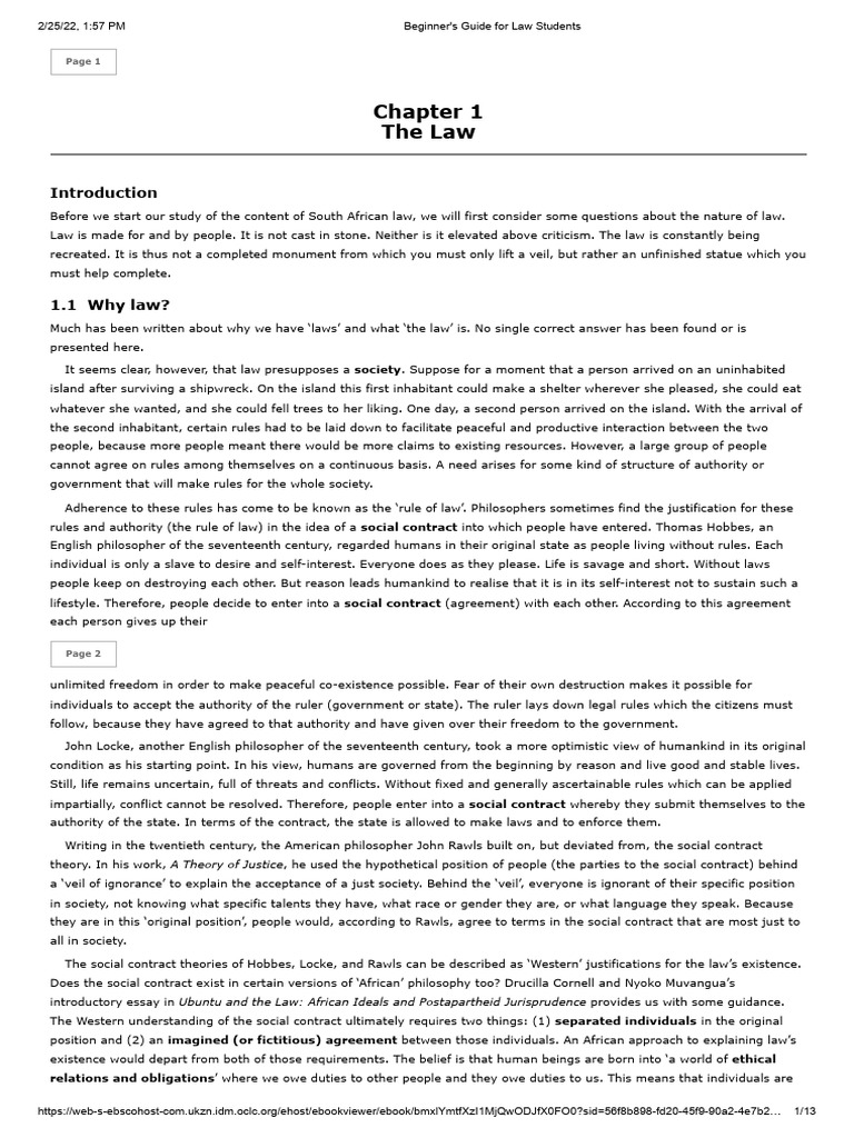 Beginners Guide For Law Students Kleyn | PDF | Social Contract | Justice