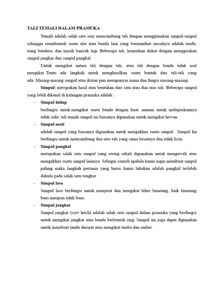 Simpul Pramuka dan Fungsinya | PDF