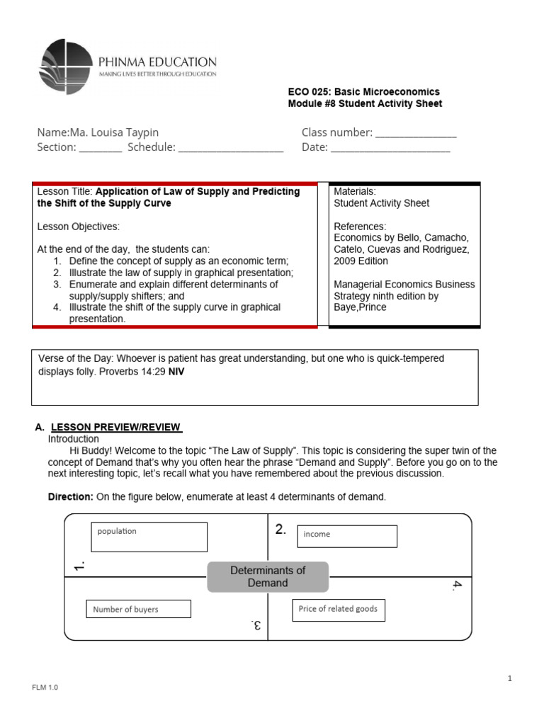 Sas#8-Eco 025 | PDF | Supply (Economics) | Prices