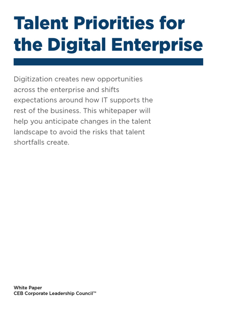 Talent Priorities For The Digital Enterprise | PDF | Competence (Human ...