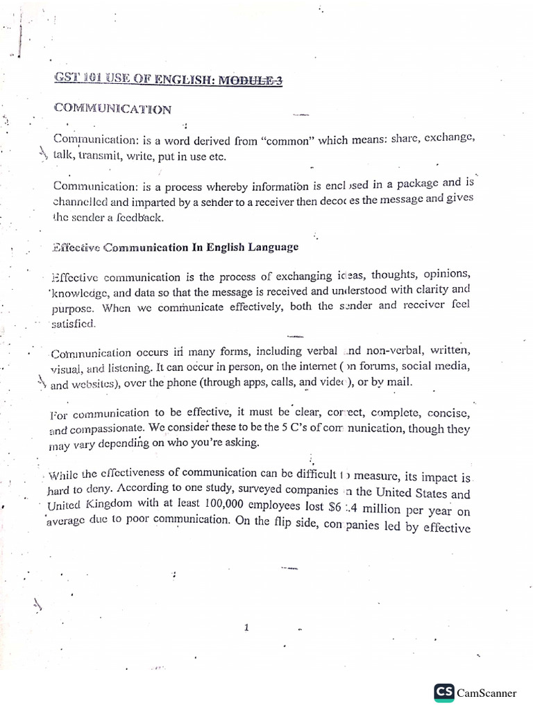 GST 101 (Communication) | PDF