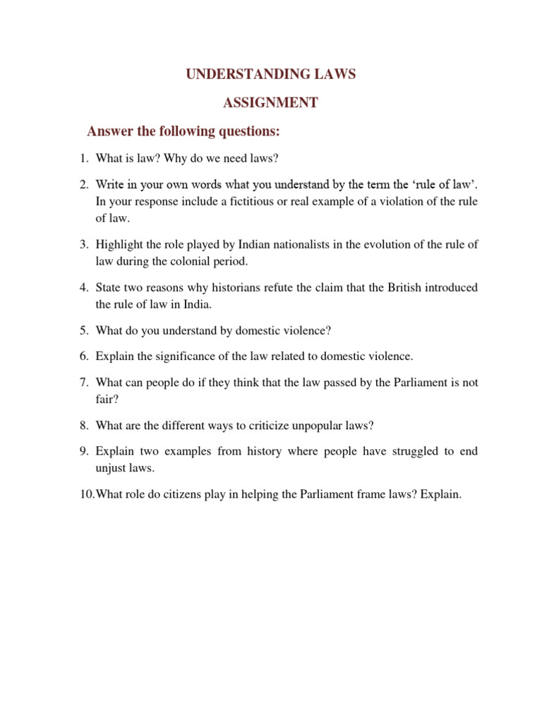 Understanding Laws - New Assignment | PDF