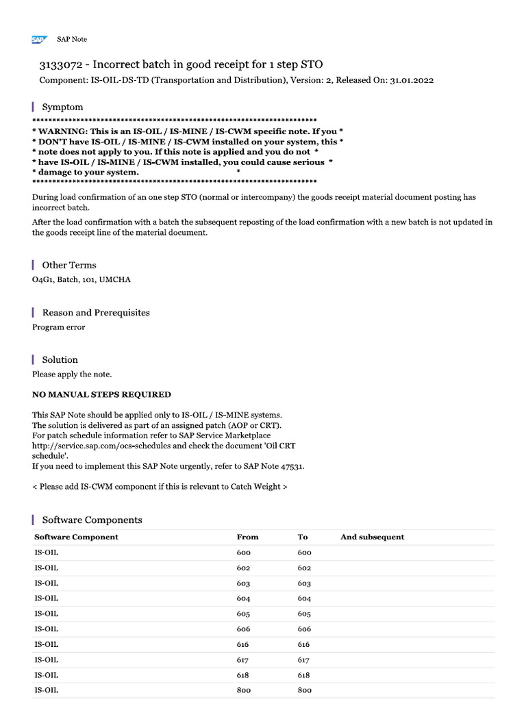 Incorrect Batch Sto Pdf 