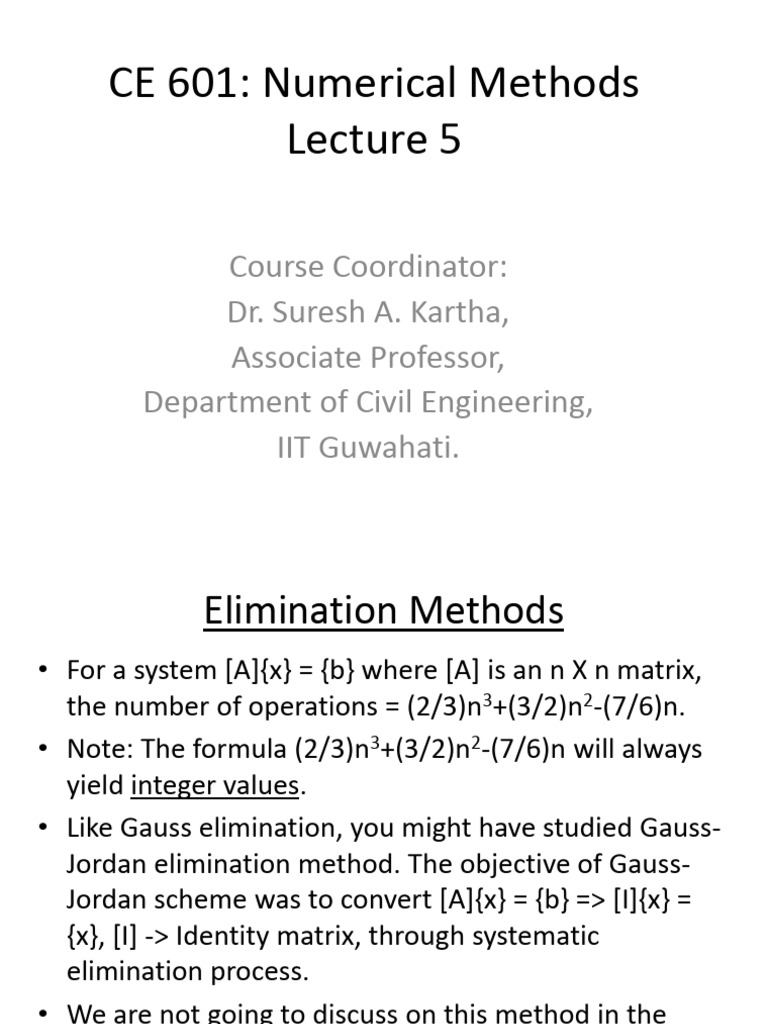 Ce 601 Num Meth Lecture 5 | PDF | Matrix (Mathematics) | Algorithms And ...