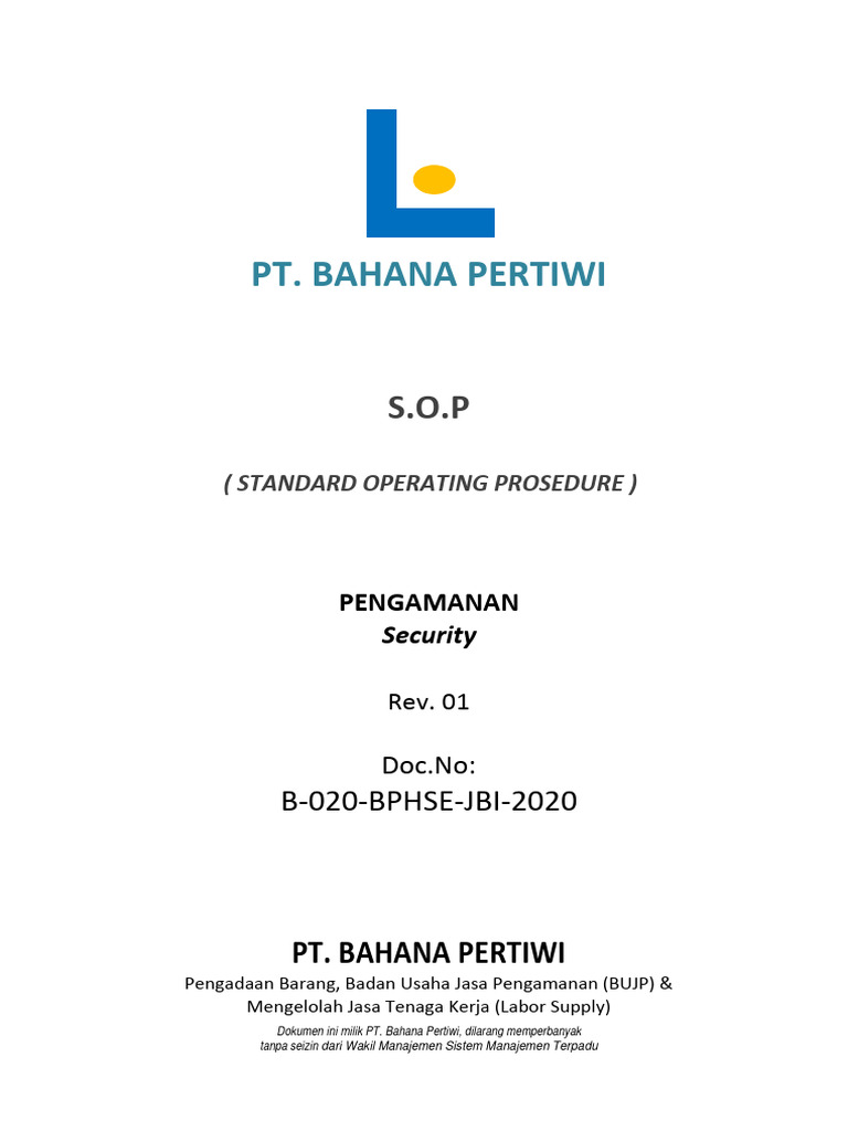 SOP Pengamanan | PDF