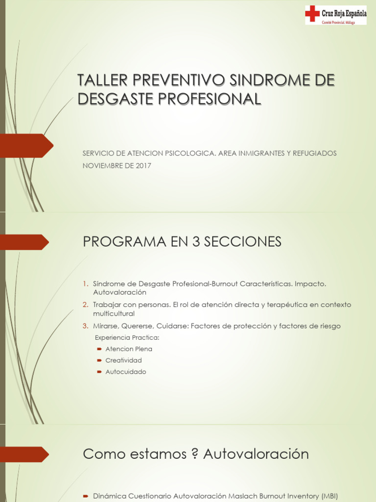 TALLER PREVENTIVO SINDROME DE DESGASTE PROFESIONAL 2 EDICION Final ...