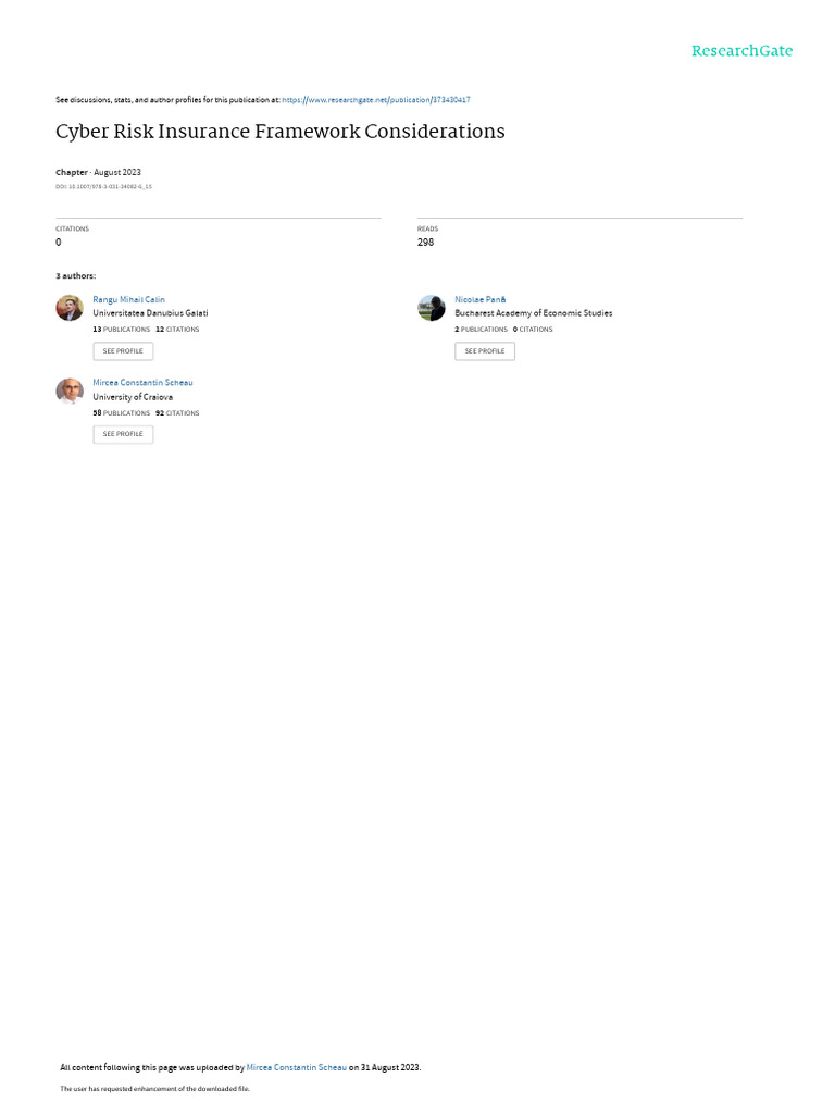 Cyber Risk Insurance Framework Considerations | PDF | Insurance | Risk
