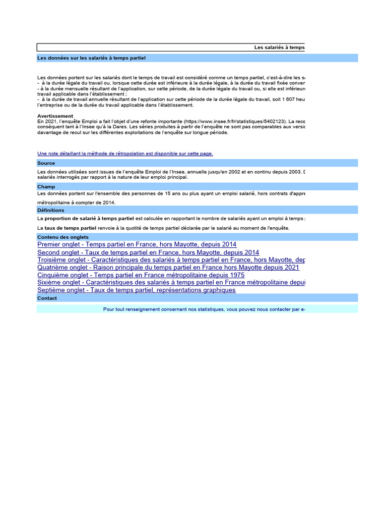Les Salariés À Temps Partiel de 1975 À 2022 | PDF | Temps de travail | France
