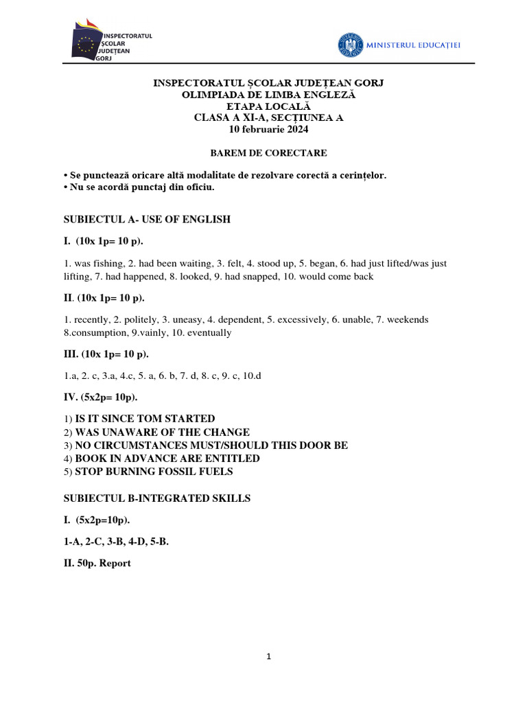 Barem 11A-OLE 2024 | PDF