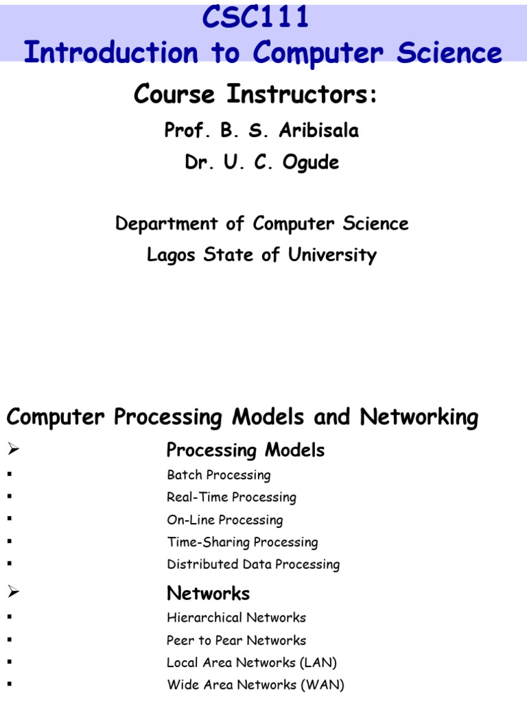 CSC 111 - (5) Computer Processing Models and Networking | PDF ... CSC 111 - (5) Computer Processing Models and Networking | PDF ...