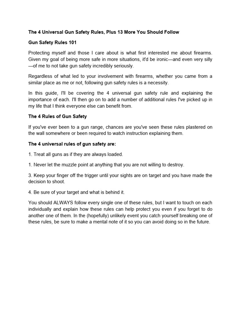 The 4 Universal Gun Safety Rules | PDF | Firearms | Magazine (Firearms)