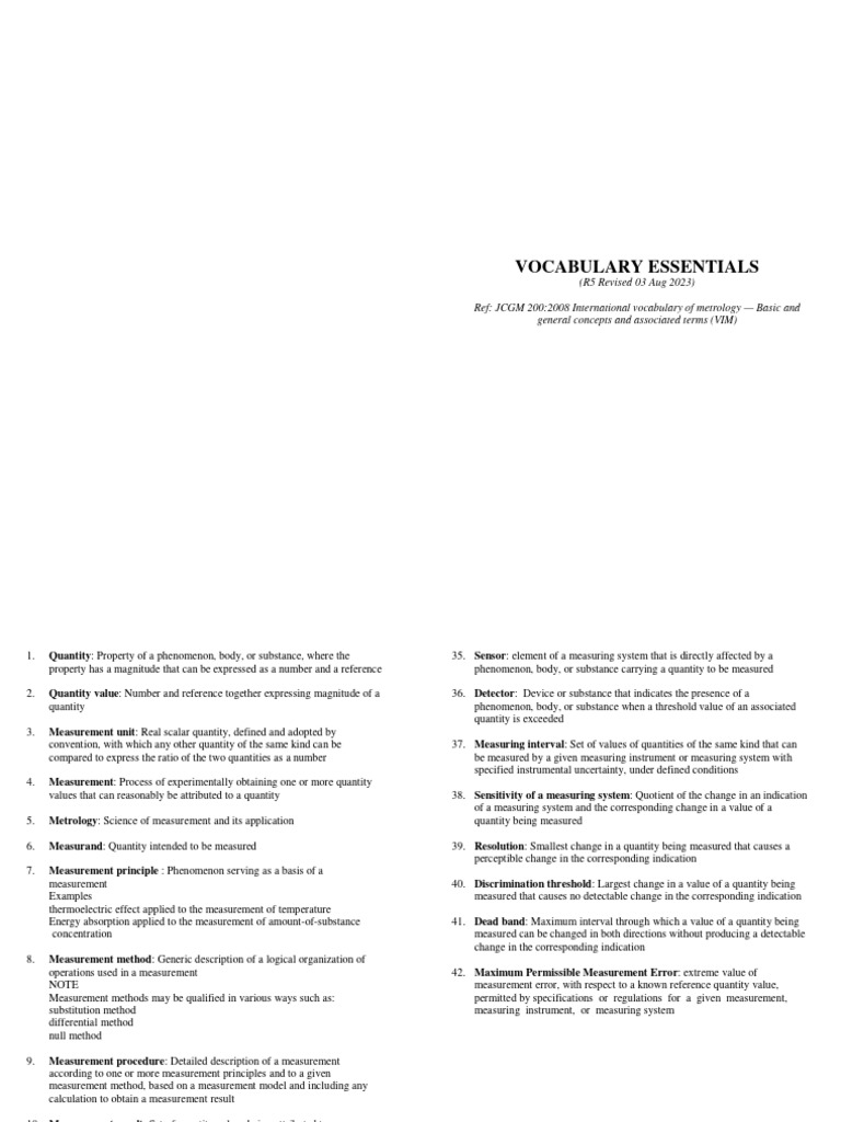 Metrology Vocabulary Essentials R5 | PDF | Accuracy And Precision | Observational Error