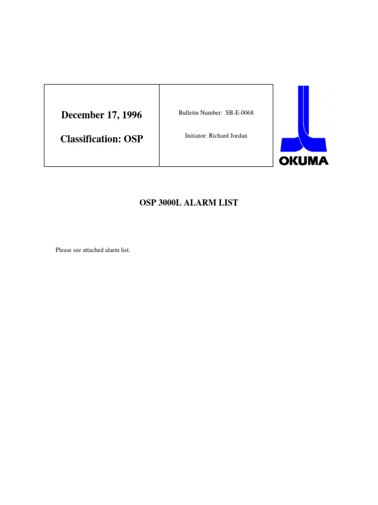 Osp 3000l Alarm List Pdf Parameter Computer Programming Computer Programming