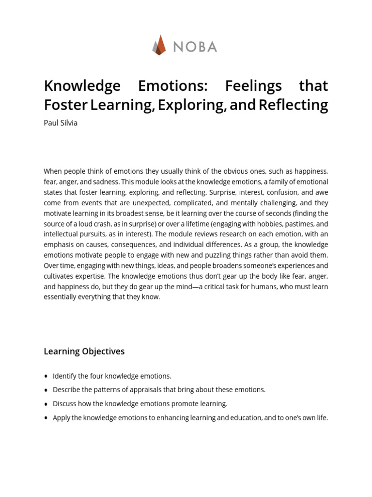 Knowledge Emotions - Feelings That Foster Learning Exploring and ...