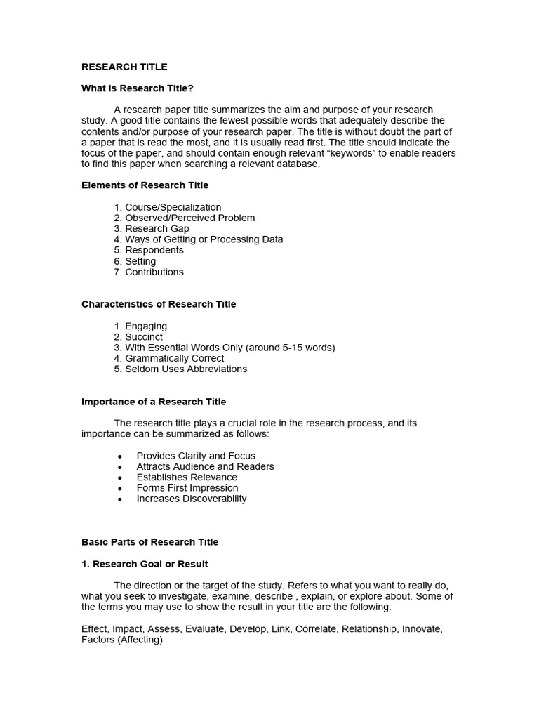 Research Title | PDF | Dependent And Independent Variables ...