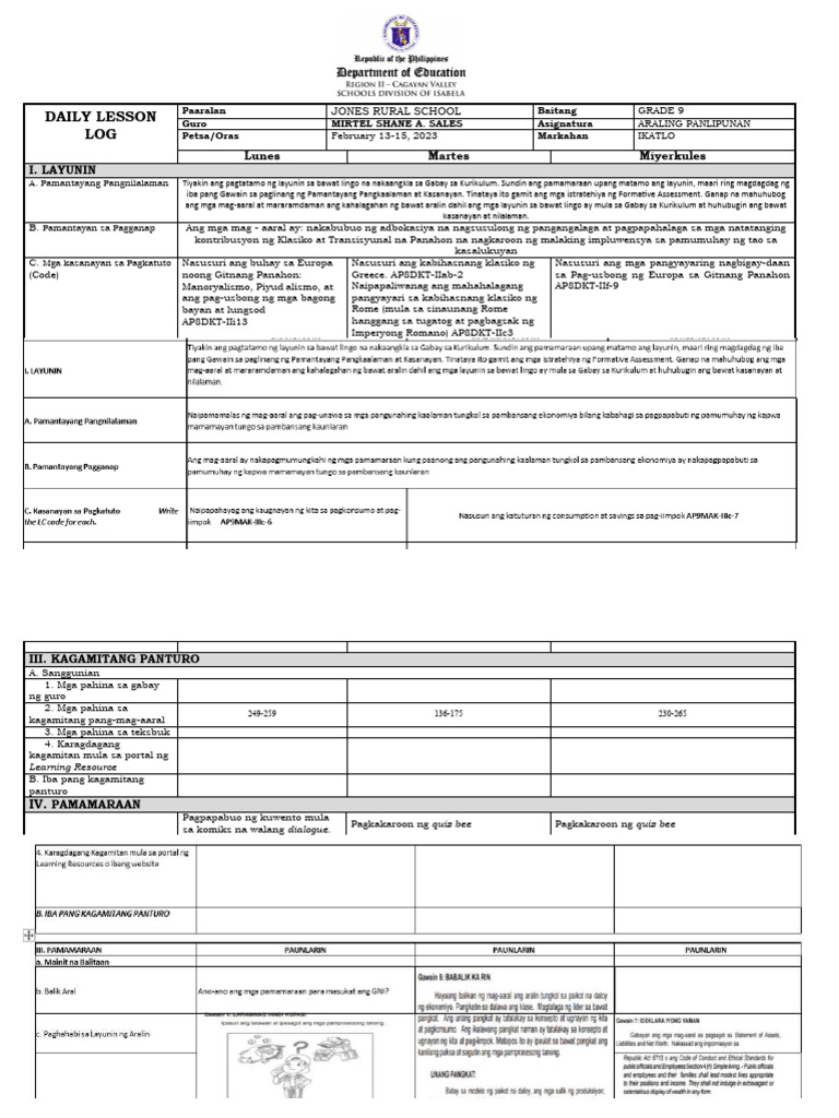DLL-MIRTEL AP 9 3rdq-Week1 | PDF