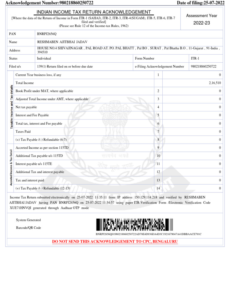Income Tax Return File - 2022-23 | PDF | Payments | Services (Economics)