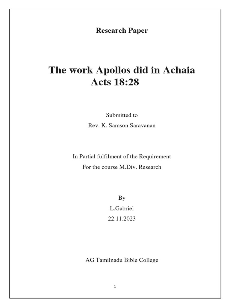 The Work Apollos | PDF | Paul The Apostle | Jesus