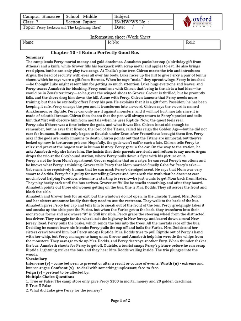 10.... Percy Jackson The Lightening Thief | PDF | Mythology