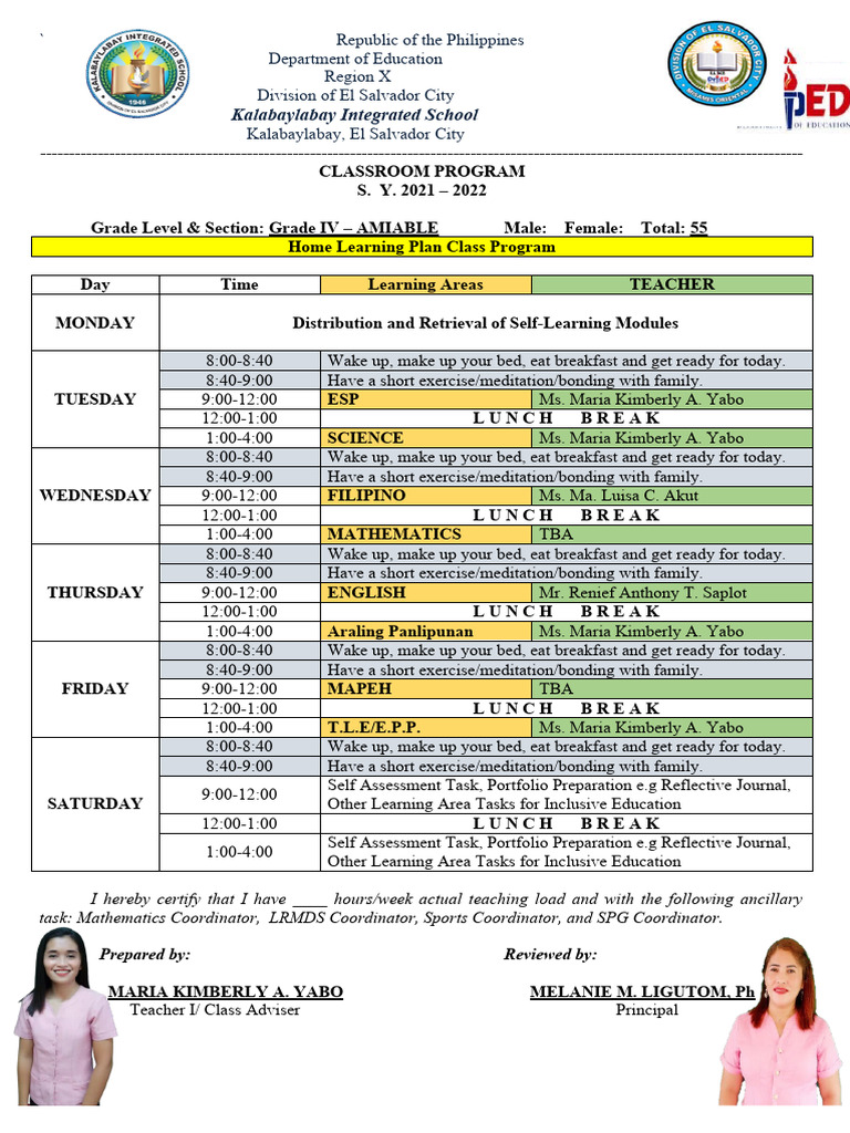 HLP Class Program G 4 2021 2022 | PDF | Education Theory | Human Communication
