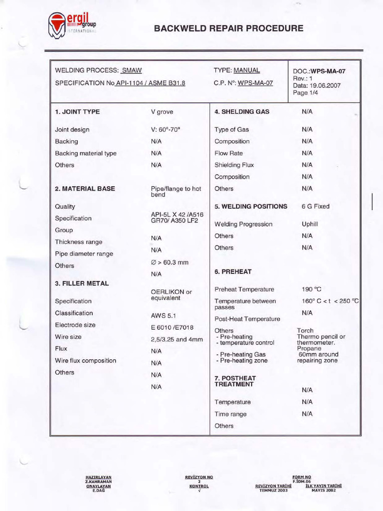 Backweld Repair Procedure | PDF | Construction | Welding